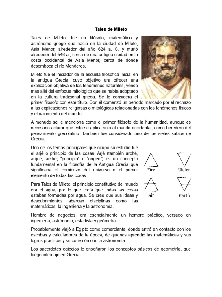 Biografía de Tales de Mileto | PDF | Science