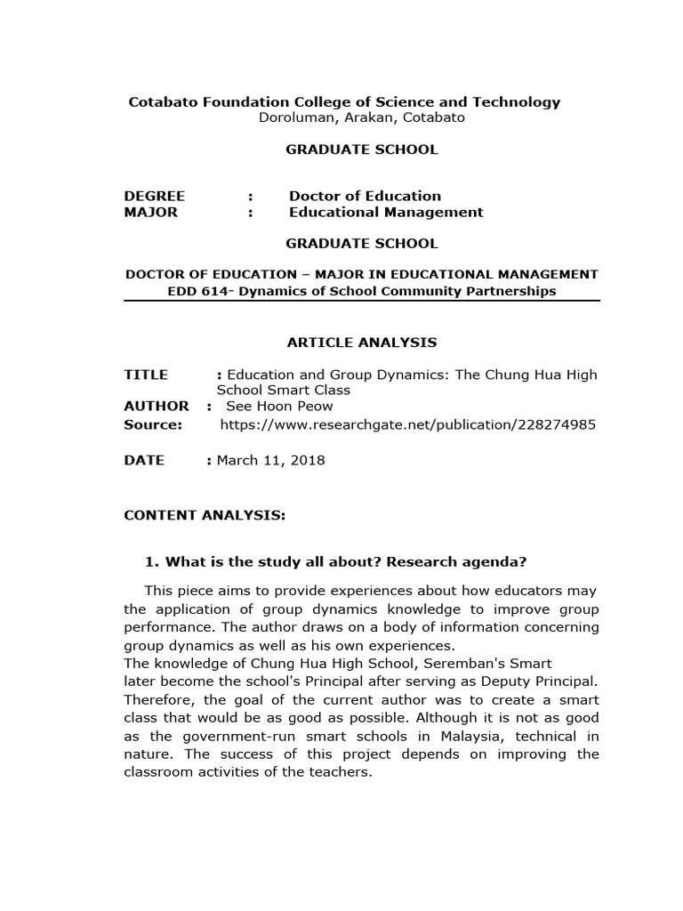 Al Article Analysis Education and Group dynamicsGS 2023 | PDF