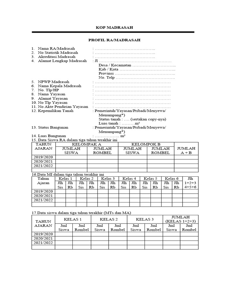 Contoh Profil Madrasah Pdf