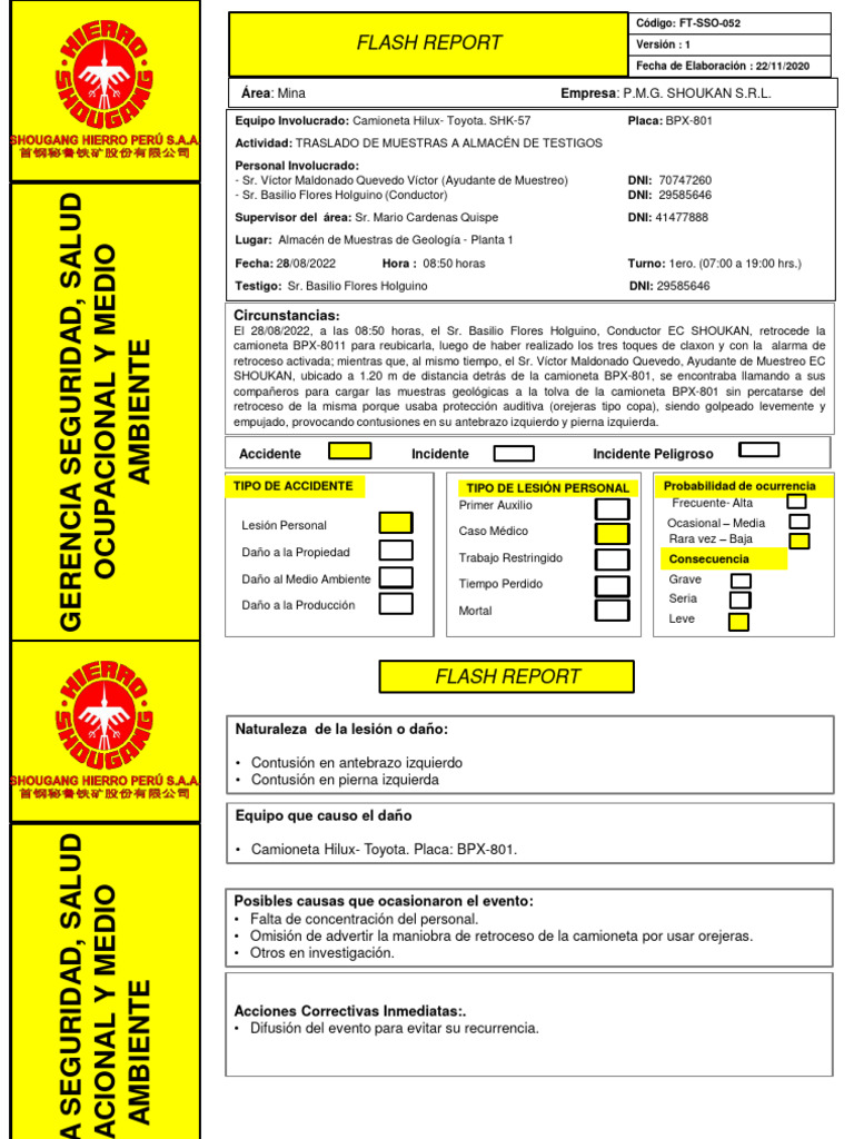 Flash Report - Sso - Sr. Victor Maldonado Quevedo - Shoukan. Pmg. | PDF