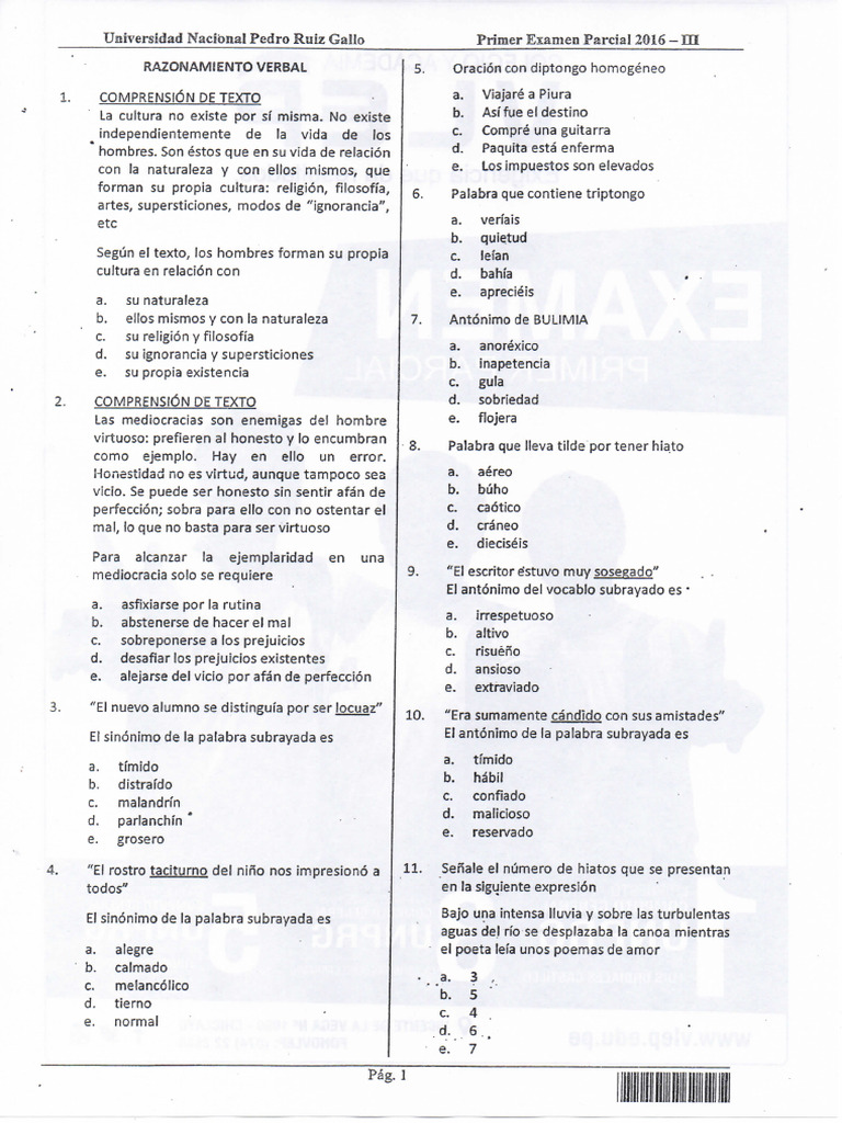 1 Er Examen 2016 III | PDF