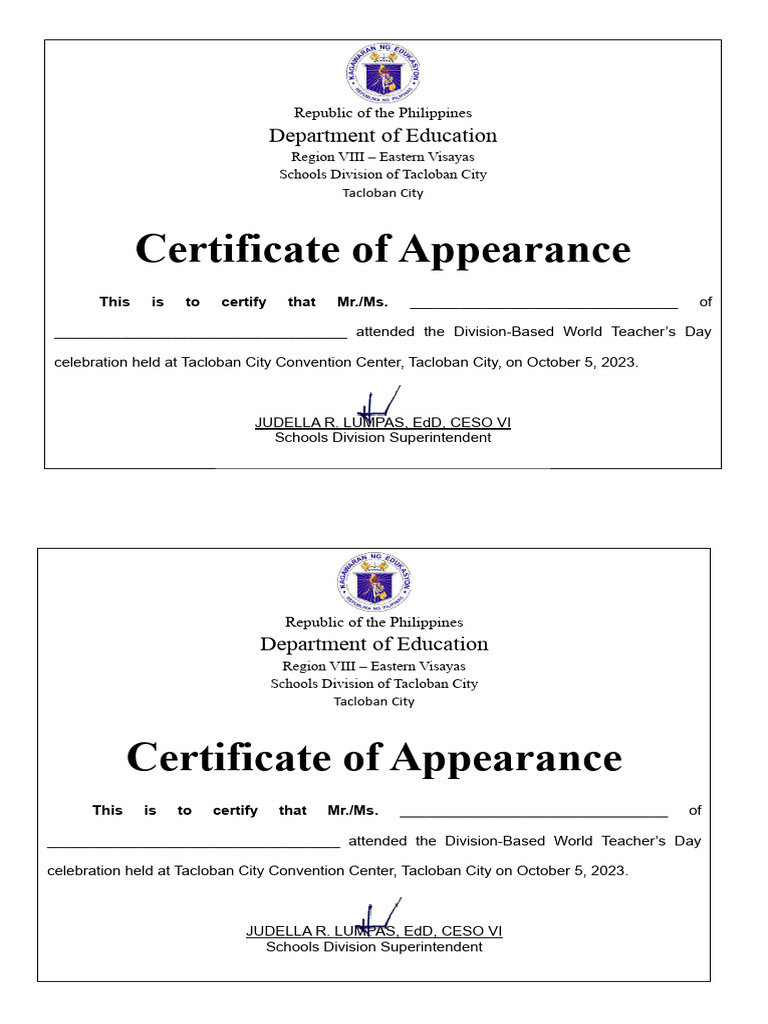 Cert of Appearance | PDF