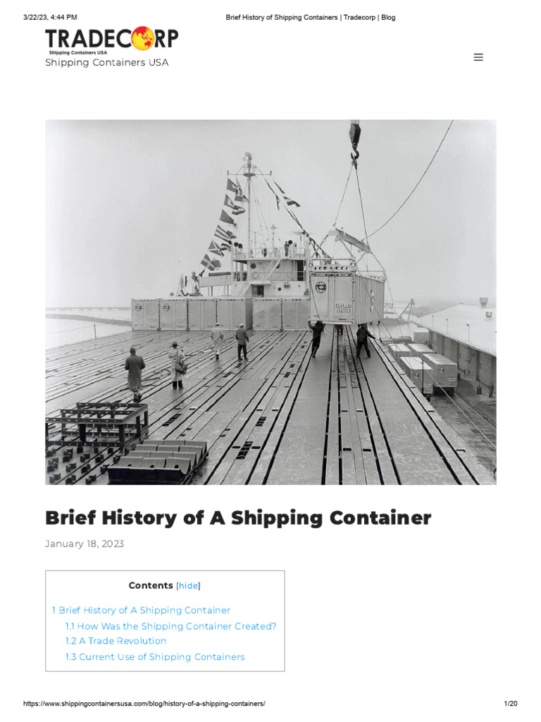Brief History of Shipping Containers - Tradecorp - Blog | PDF ...