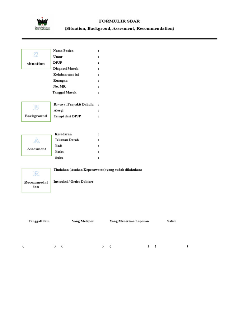 FORMULIR SBAR Kel 4 | PDF