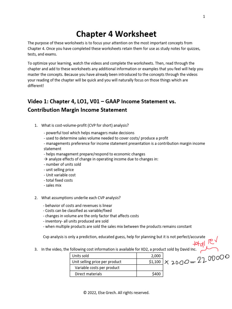 ACC Worksheet 4 | PDF | Gross Margin | Accounting