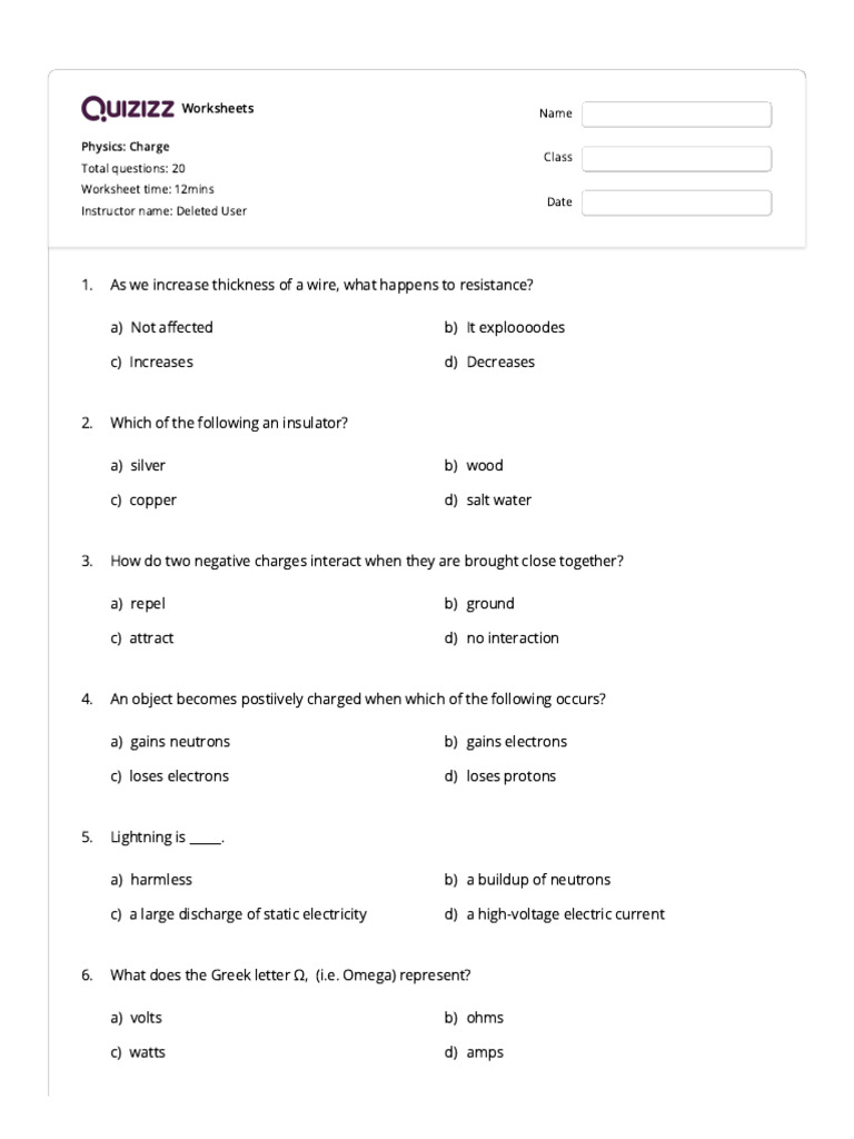 Quizizz - Physics_ Charge | PDF