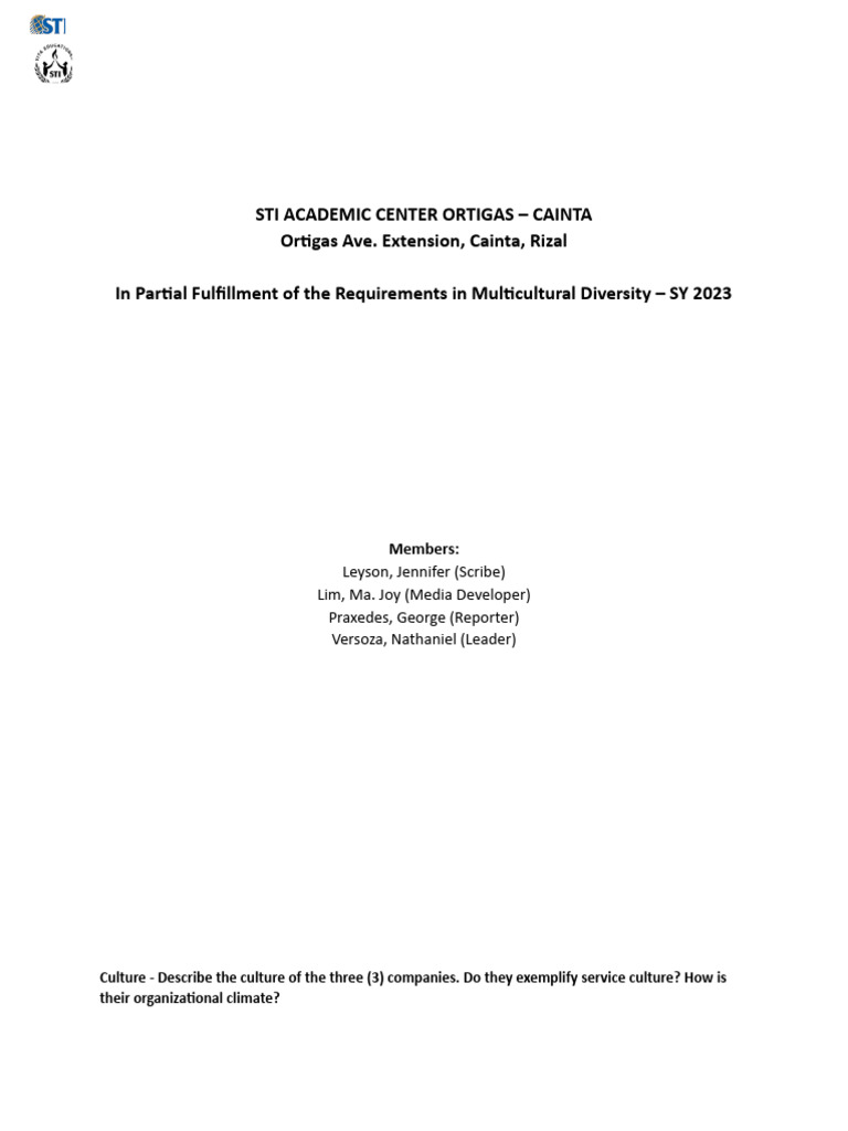 Multicultural Paper | Download Free PDF | Organizational Culture | Learning