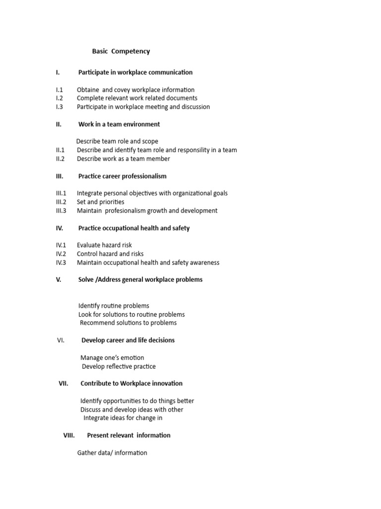 Basic Competency and Common 1 | PDF | Room | Clothing
