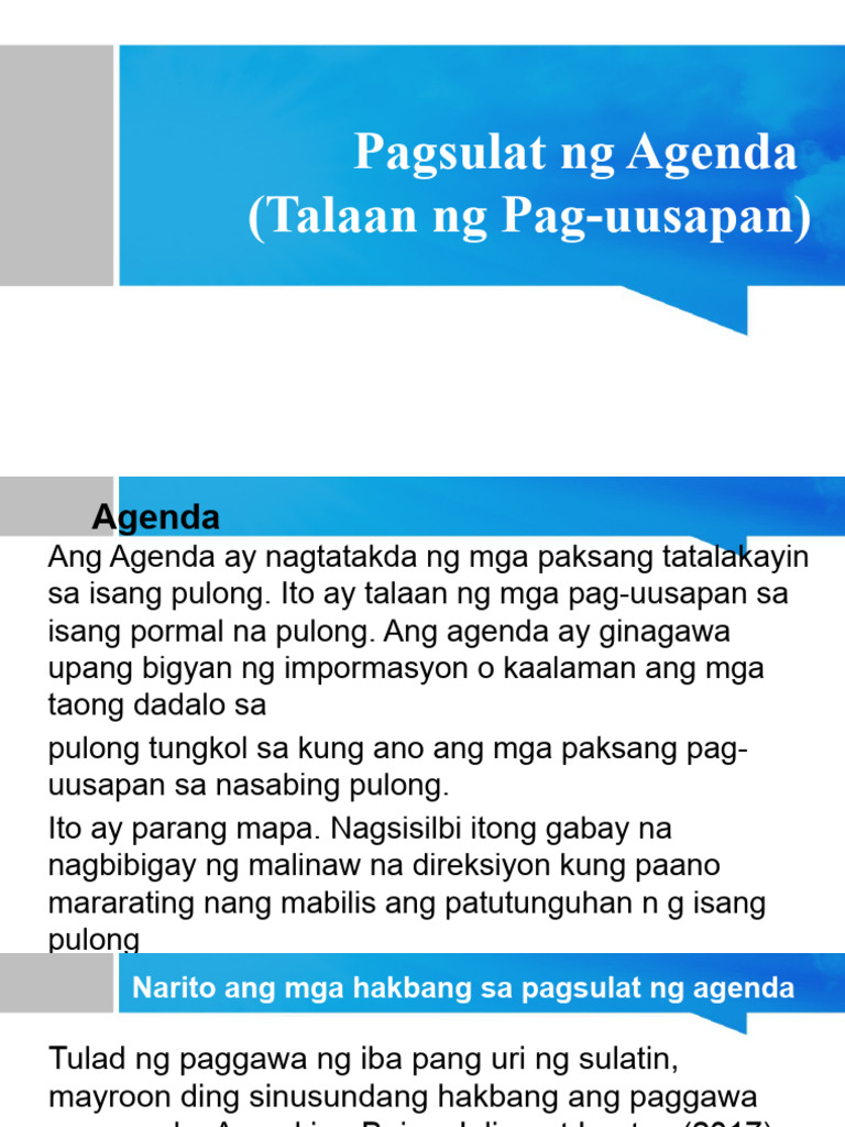 Kwarter 2 ppt3 Piling Larang Pagsulat NG Agenda | PDF