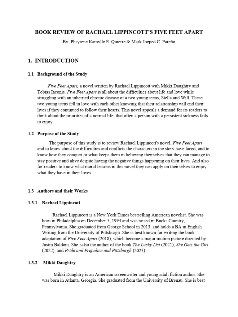 Book Review of Five Feet Apart | PDF