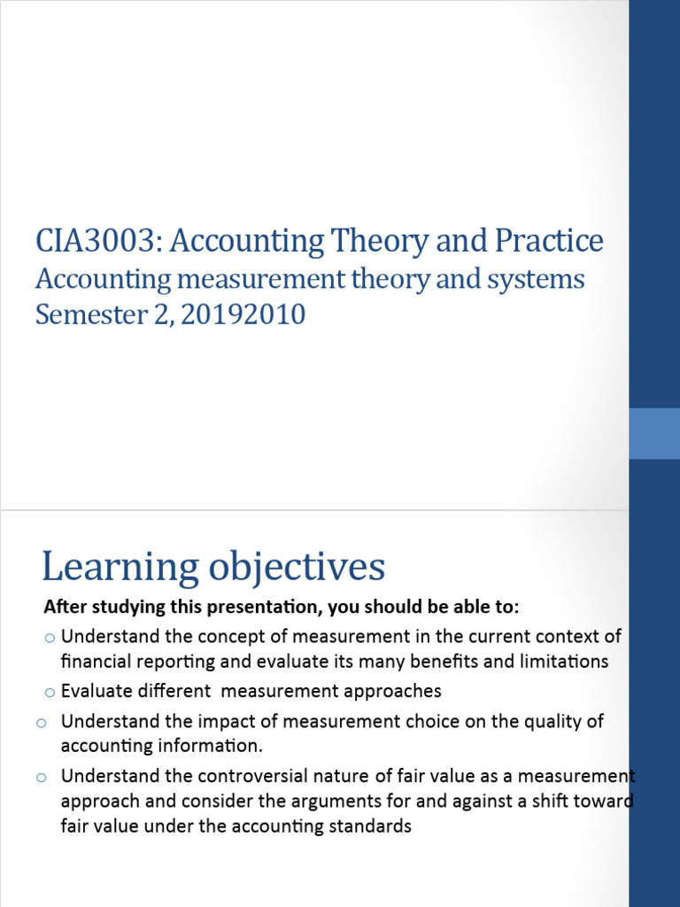 CIA3003 Accounting Measurement Theory | PDF | Value (Economics) | Prices
