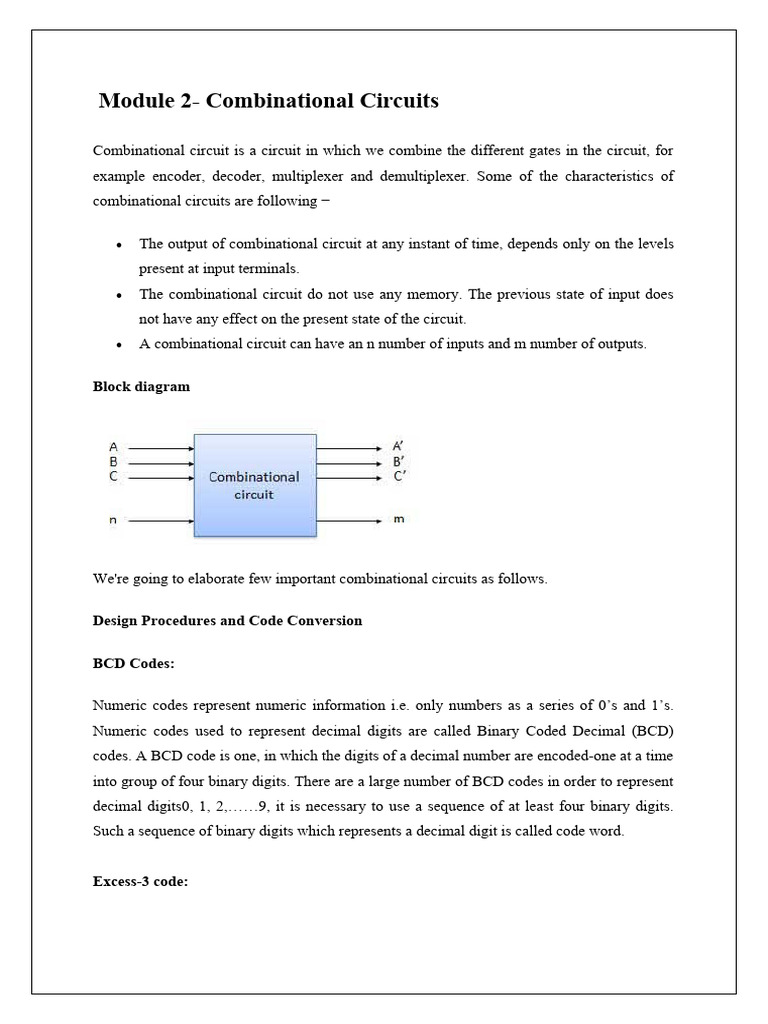 MODULE 2- COMBINATIONAL CIRCUITS-1 | PDF