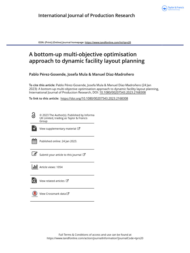 A Bottom-Up Multi-Objective Optimisation Approach To Dynamic Facility Layout Planning | PDF ...