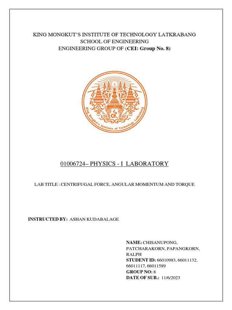 9 Lab 10 | PDF | Angular Momentum | Rotation Around A Fixed Axis