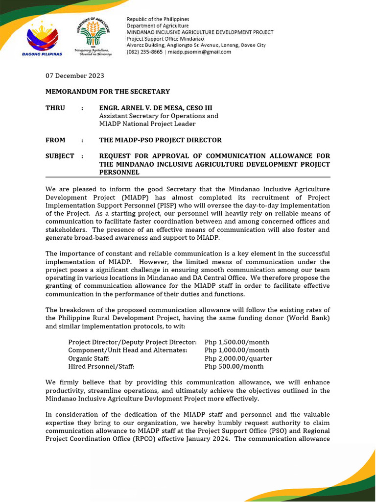 MIADP Communication Allowance | PDF | Communication | Economies