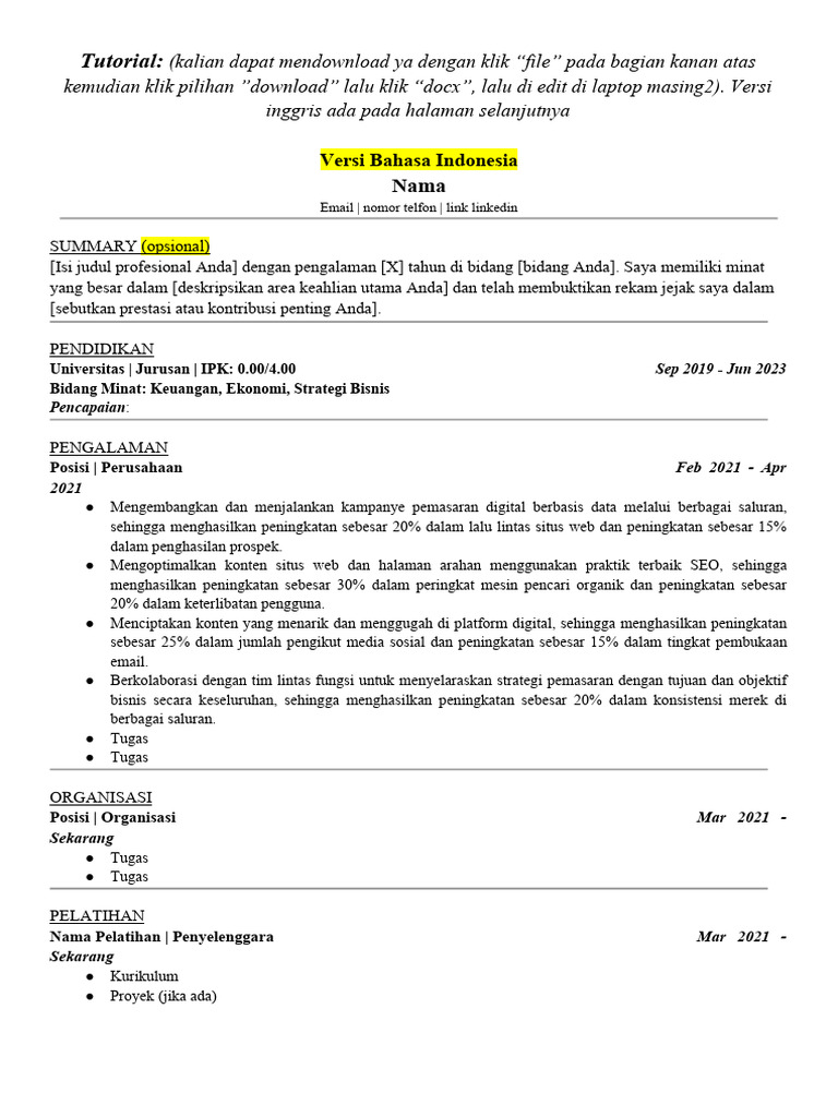Template CV | PDF