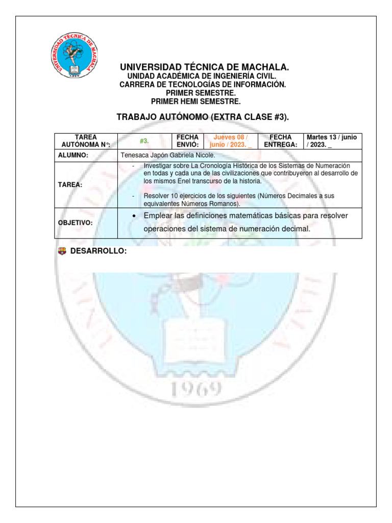 Extra Clase #3 - Unidad #1 - Discretas (2023 - E1) - Gabriela Tenesaca - 2 A | PDF