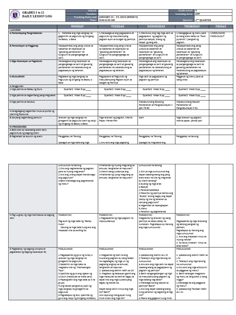DLL - E.P.P 5 - Q2 - W9 | PDF