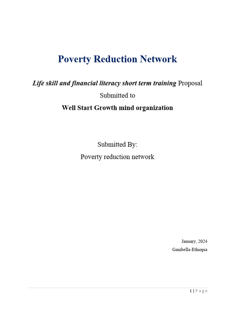 PRN Life Skill and Financial Literacy Proposal | PDF | Poverty Reduction | Poverty