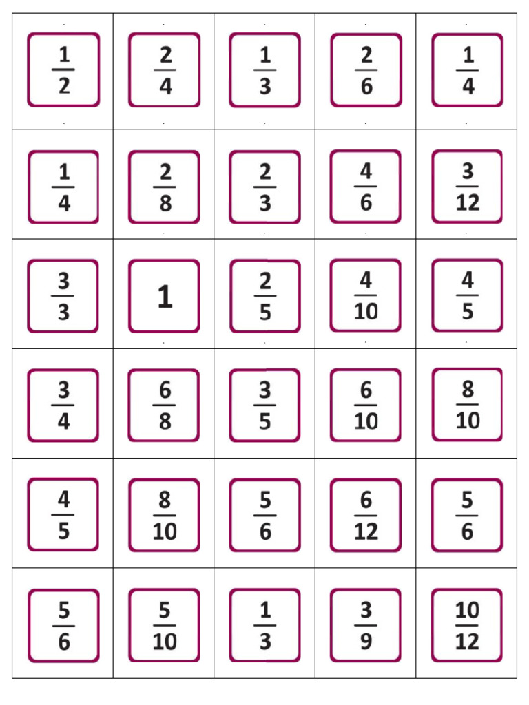 Memorama Fracciones Equivalentes Pdf