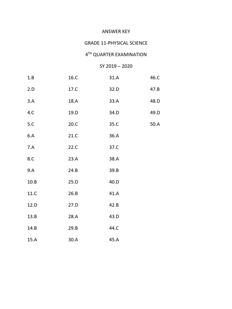 g11 4th Quarter Answer Key | PDF