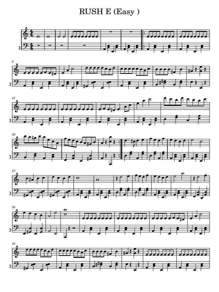 Rush E Sheet Music Boss RUSH E Easy | PDF