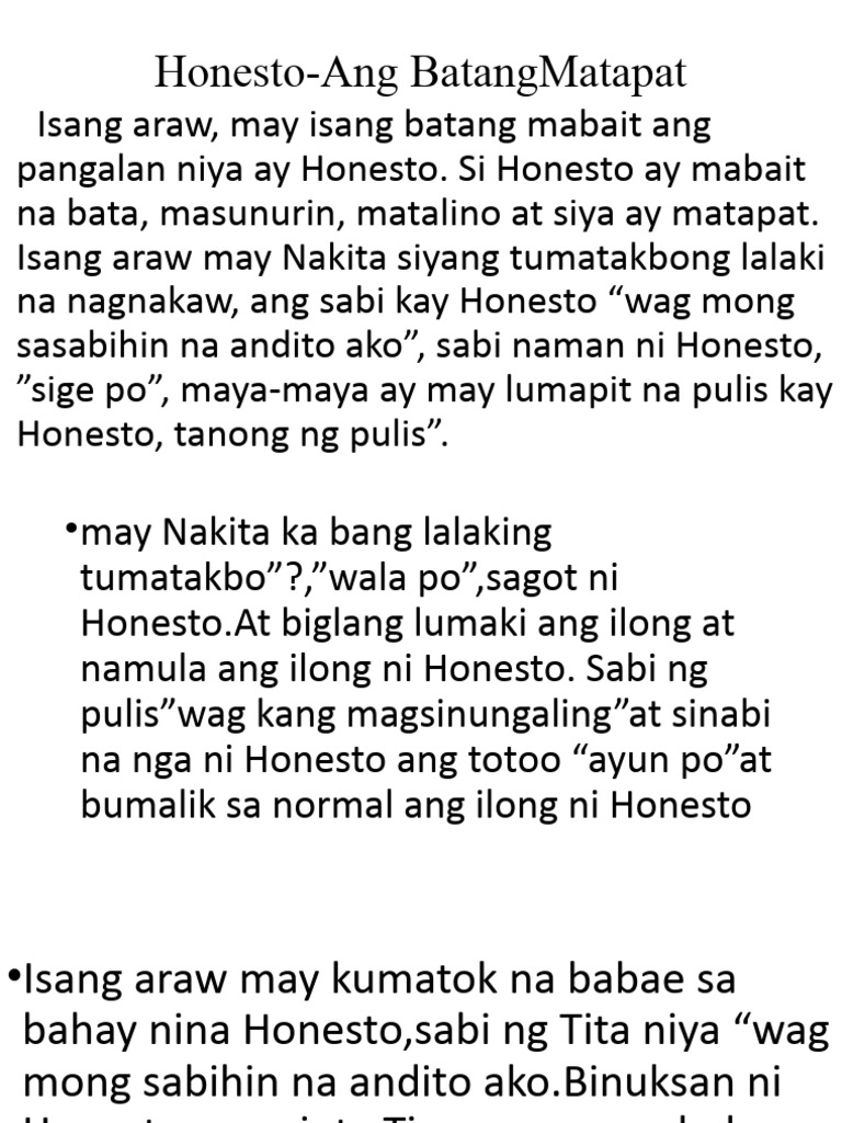 Honesto-Ang BatangMatapat ESP Q2, WEEK 3 | PDF