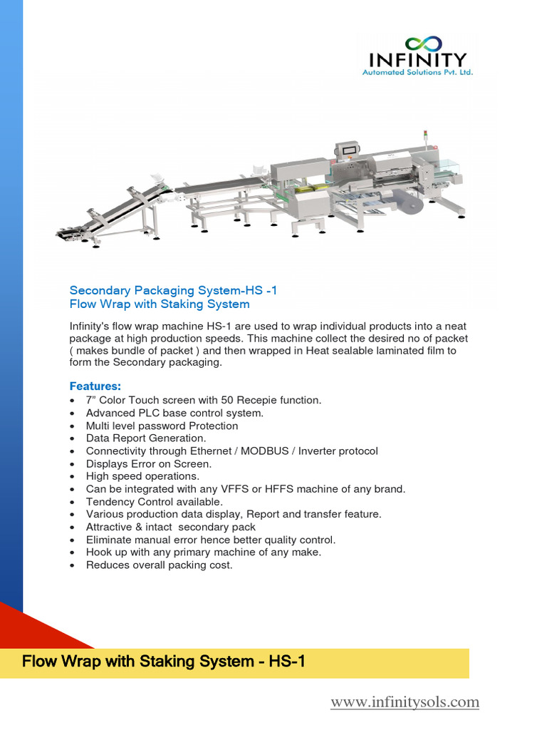 Brochure-Flow Wrap With Staking HS-1 | PDF | Machines | Manufactured Goods