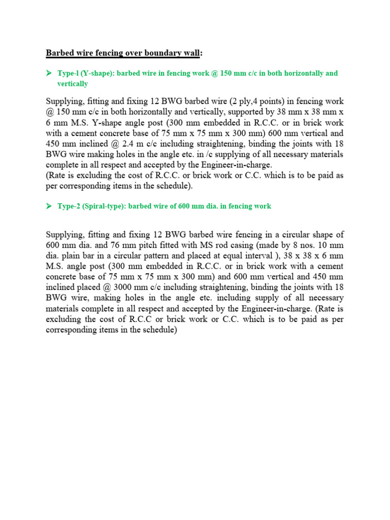 Barbed Wire Fencing Over Boundary Wall | PDF