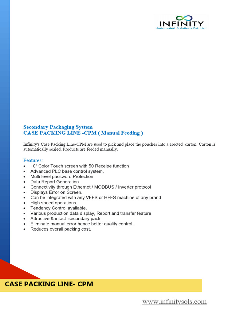 Brochure-Case Packing Line CPM- Manual Feeding | PDF | Manufactured ...