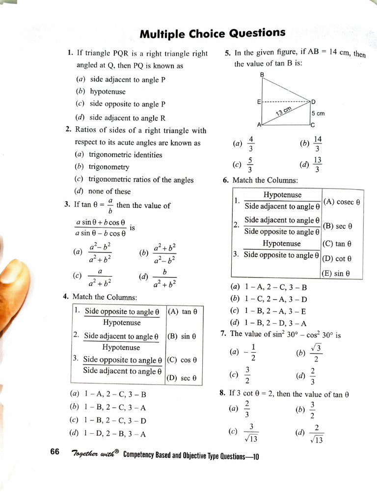 Trigonometry Class 10 Test | PDF | Trigonometry | Triangle