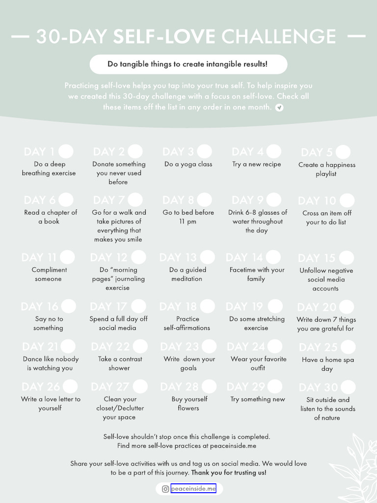 30-Day Self-Love Challenge PDF | PDF | Yoga | Spirituality