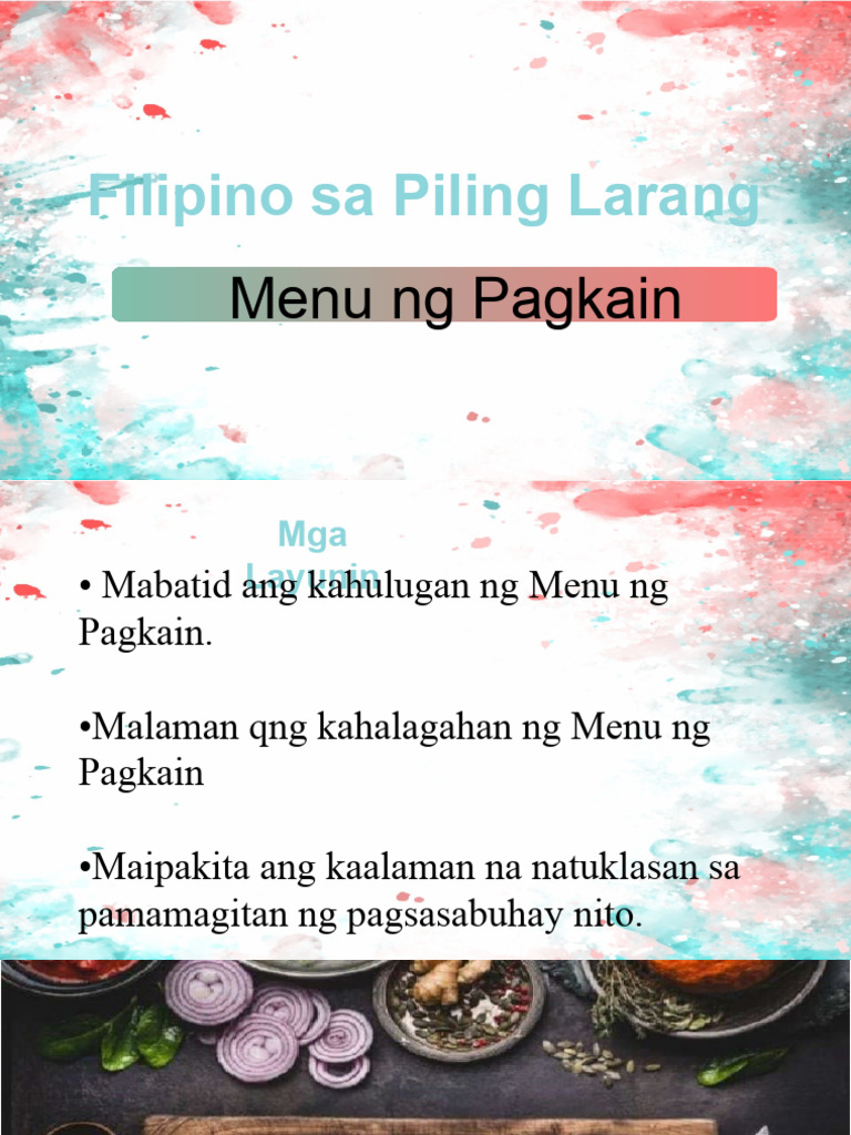 Menu Ng Pagkain -FSPL | PDF
