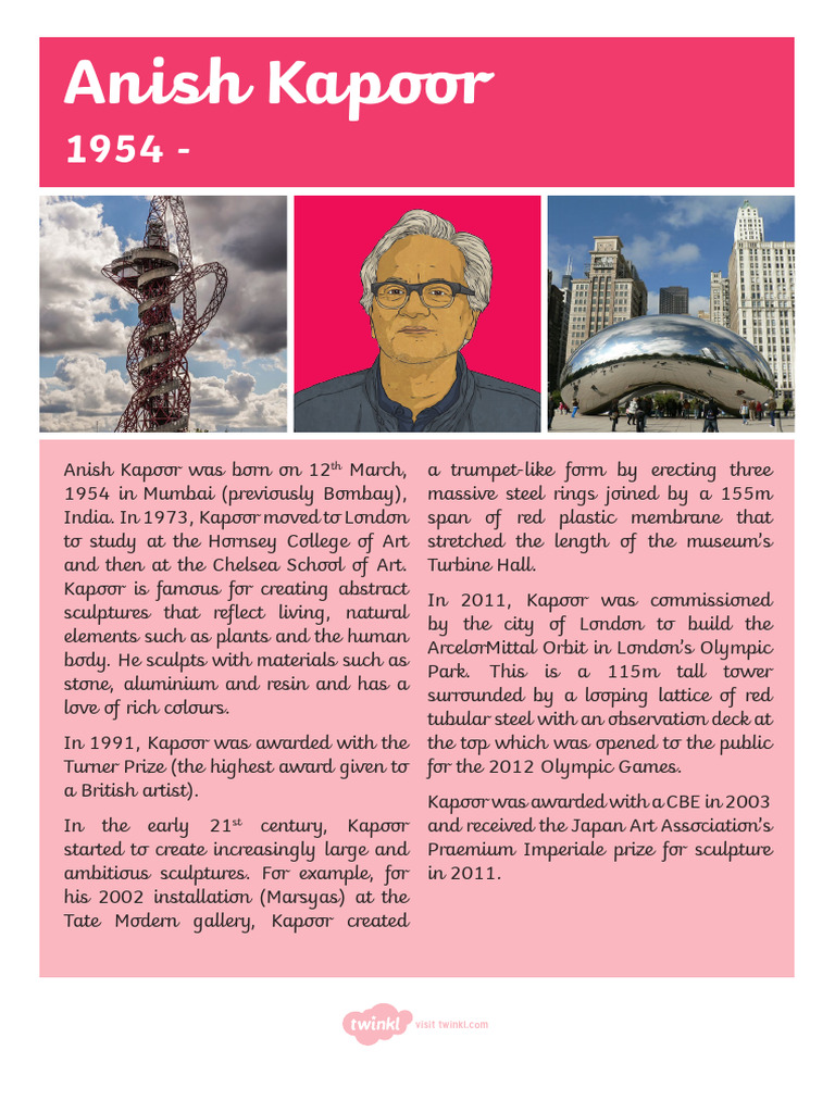Anish Kapoor Artist Fact Sheet | PDF