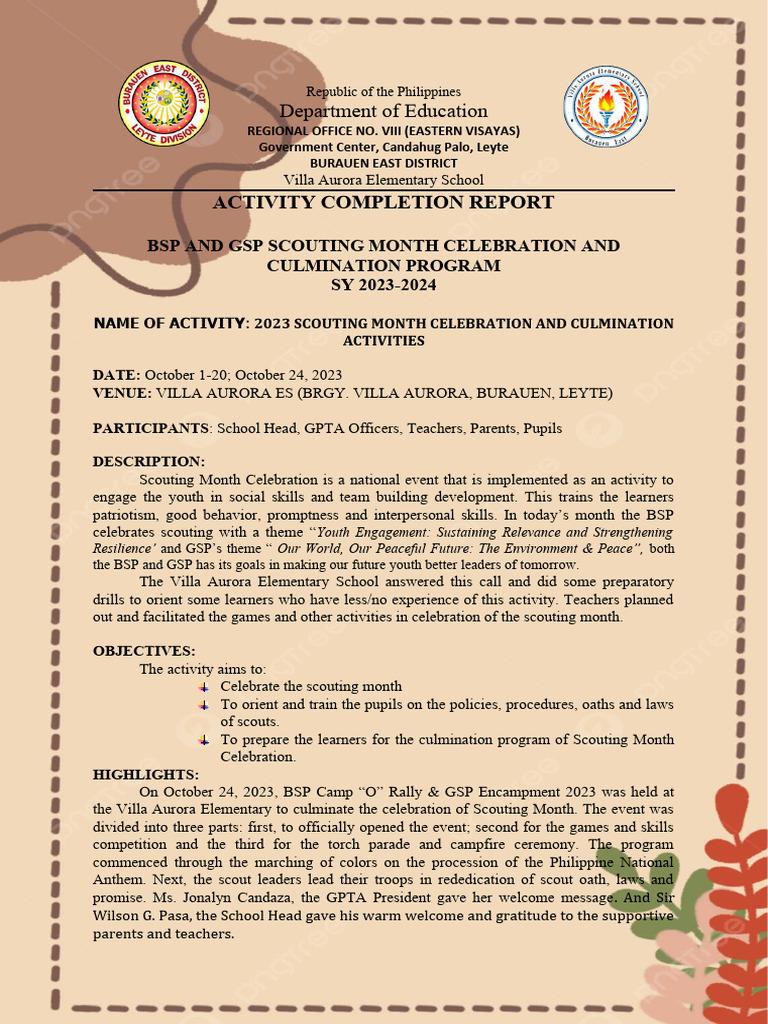 Acr - Scouting Month Celebration - Villa Aurora Es | PDF | Scouting