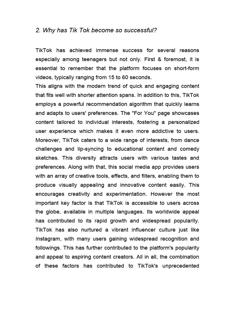 Why Has Tik Tok Become So Successful? | PDF | Computers