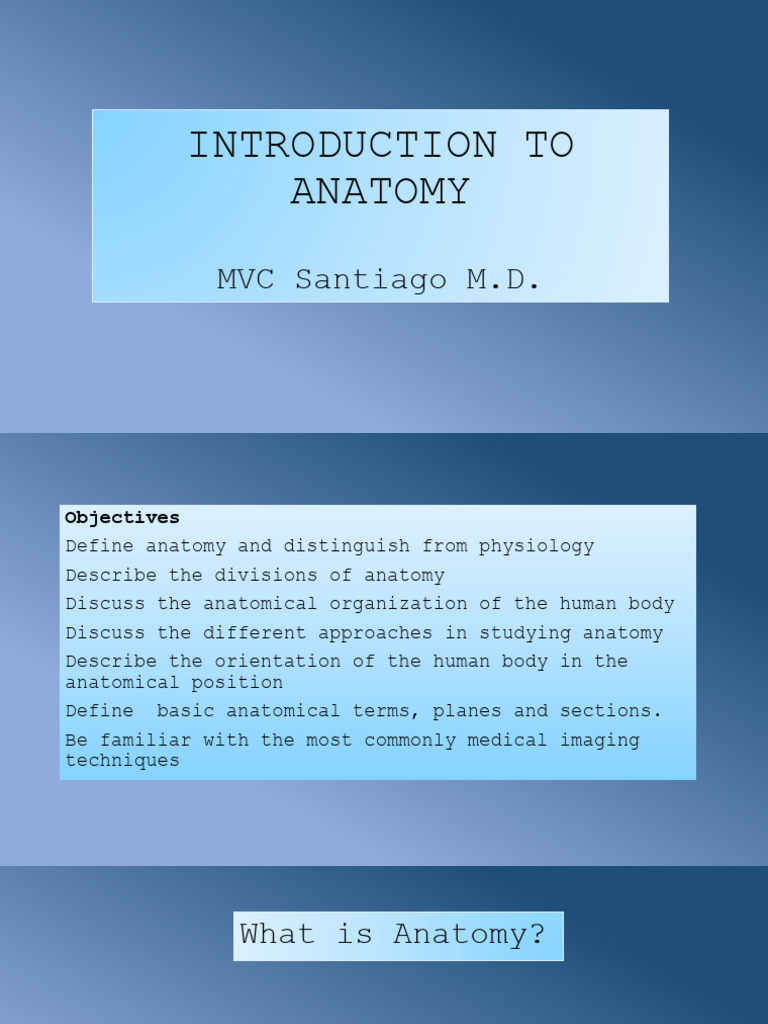 1 - Introduction to Anatomy Lecture | PDF | Anatomical Terms Of Motion ...