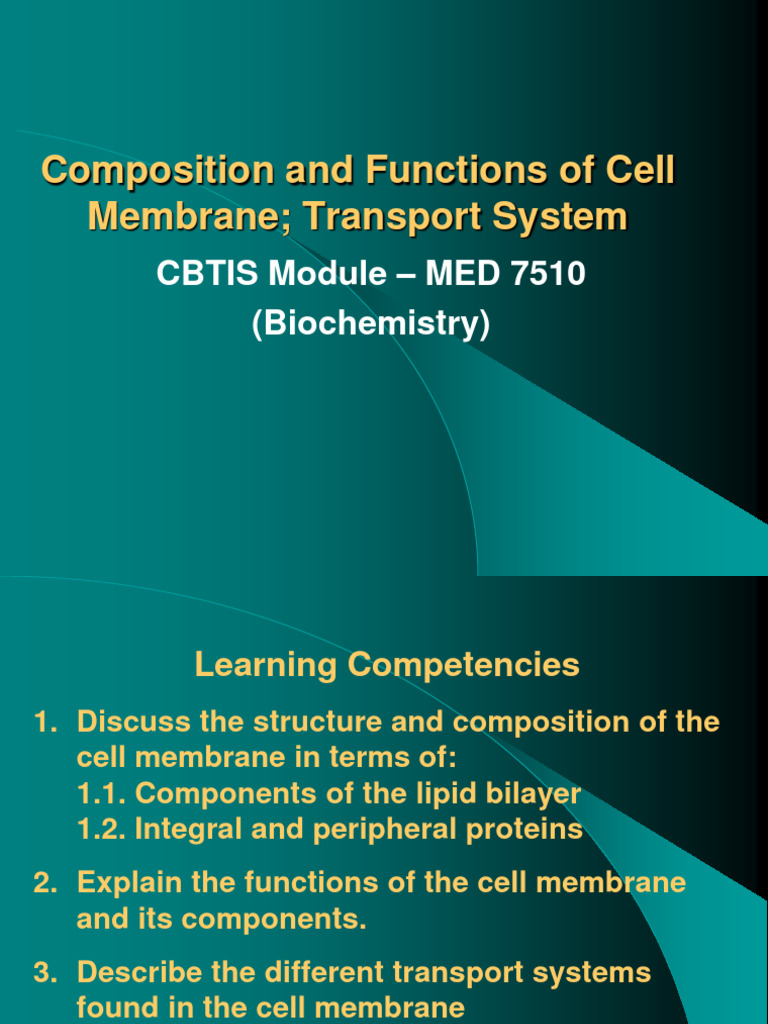 5 - Composition and Functions of Cell Membrane Transport Systems Lecture | PDF | Cell Membrane ...