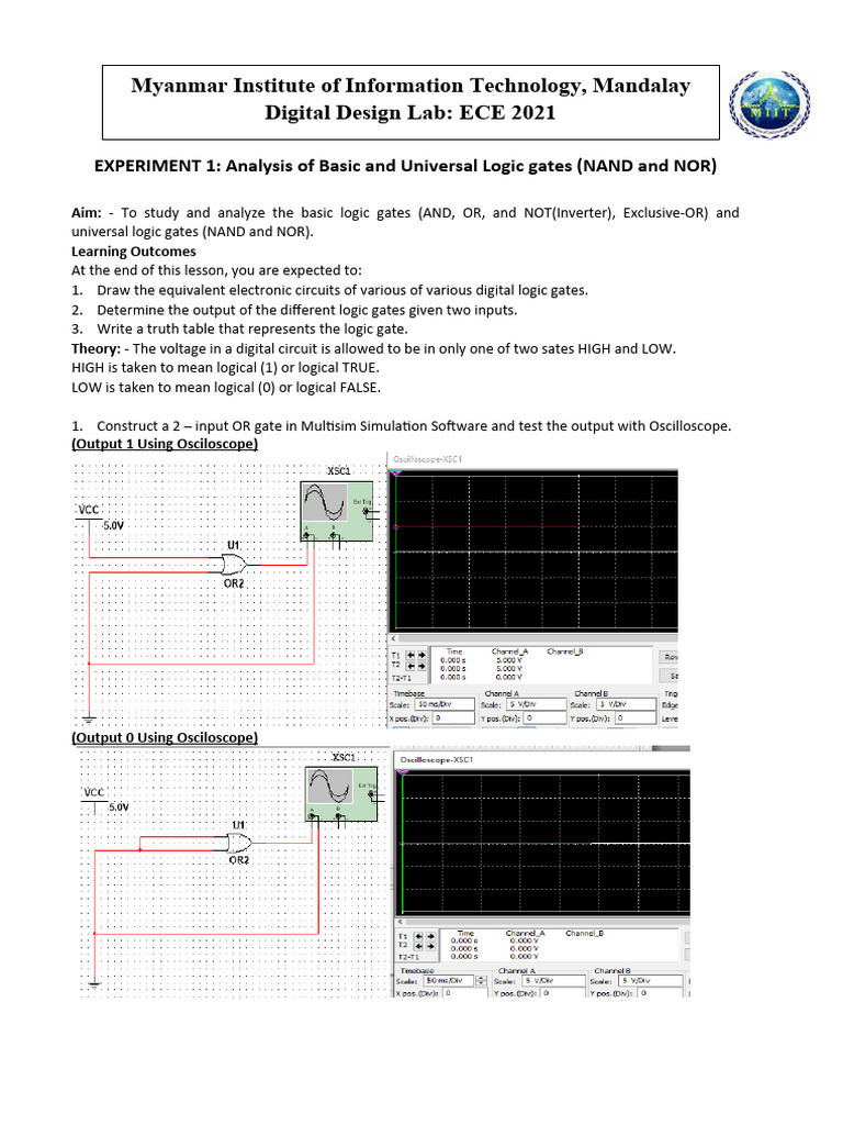 Experiment - 1 | Download Free PDF | Logic Gate | Electrical Circuits