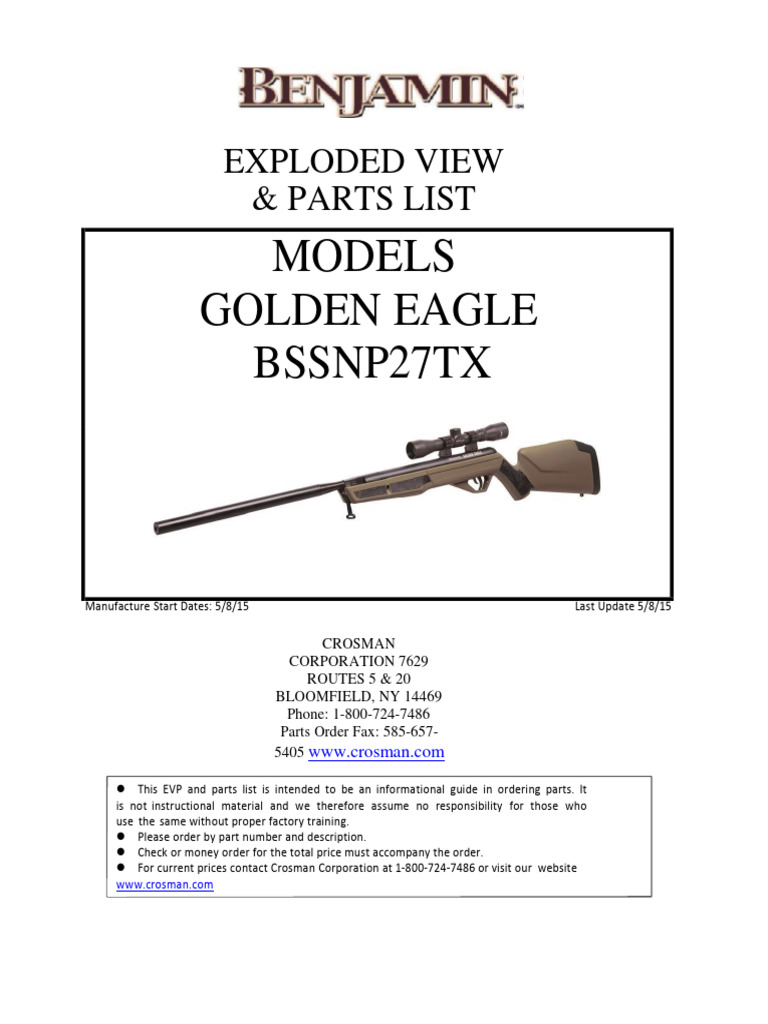 Benjamin Golden Eagle Exploded View EN-min | PDF | Firearms | Tools