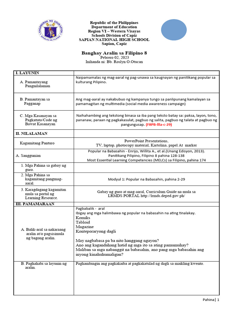 DLP - Q3 W1 Day4 | PDF