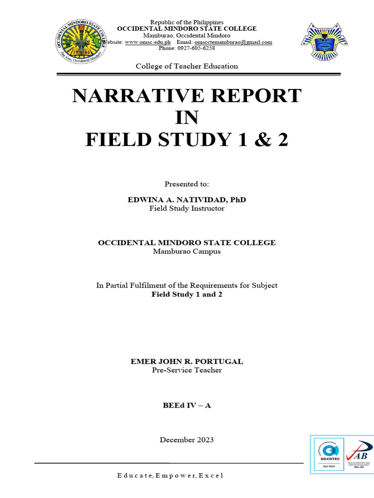 NARRATIVE For Field Study | PDF | Teachers | Learning