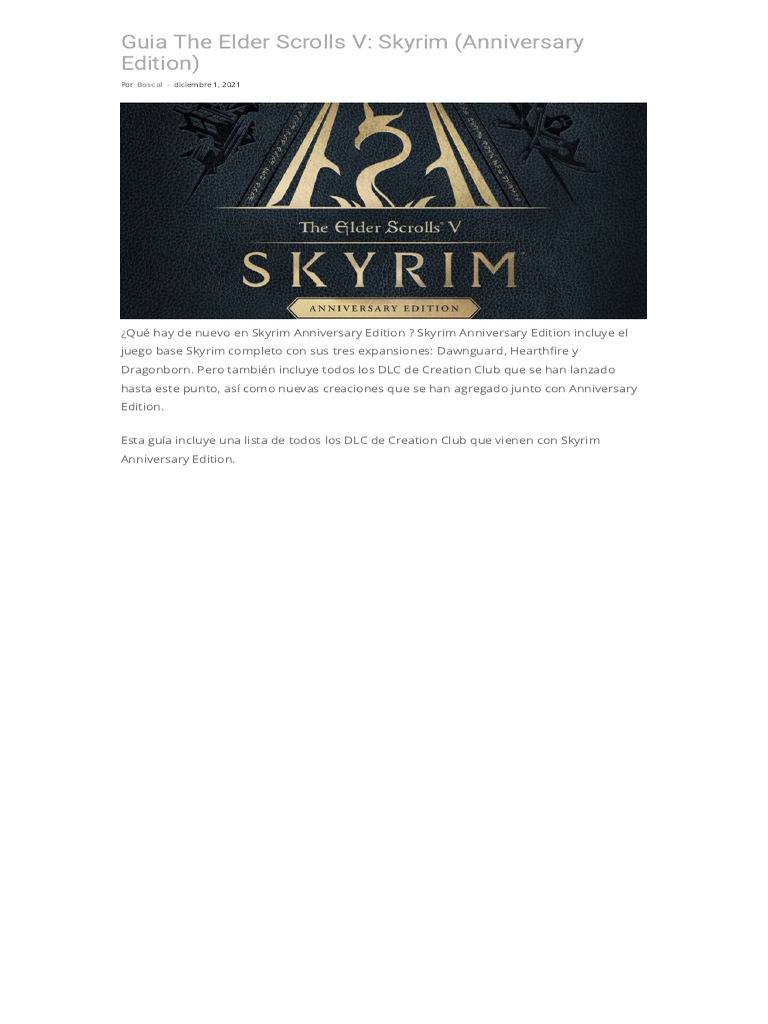 Guia The Elder Scrolls V_ Skyrim (Anniversary Edition) - MAXI GAME | PDF
