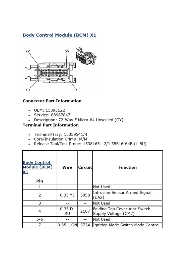 Corvette C6 BCM Modul | PDF | Switch | Electrical Connector
