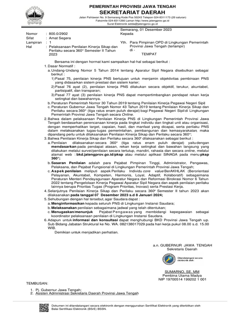 Edaran Penilaian PKSP Semester II Tahun 2023 | PDF