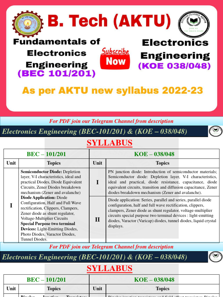 Electronics Unit 1 - B.Tech 2nd Year | PDF | P–N Junction | Operational ... Electronics Unit 1 - B.Tech 2nd Year | PDF | P–N Junction | Operational ...