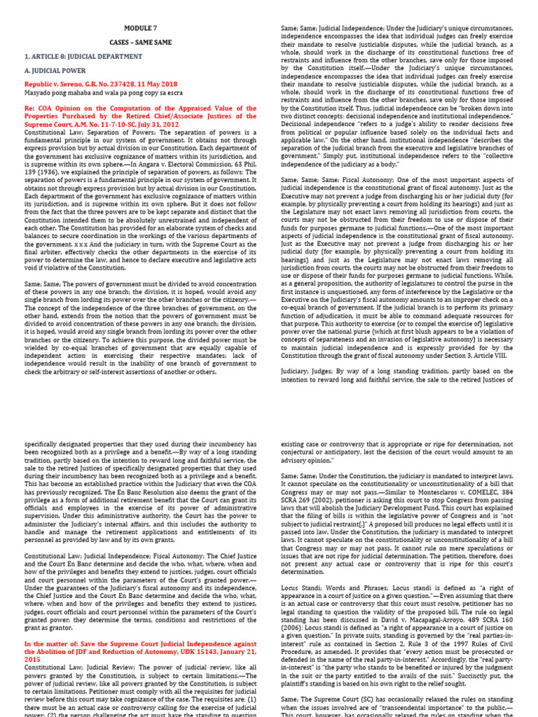 MODULE-7-Judicial-Power (1) | PDF | Mandamus | Standing (Law)