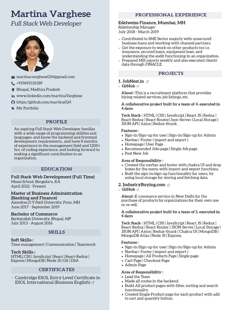 Martina_Varghese_Resume | PDF | World Wide Web | Internet & Web