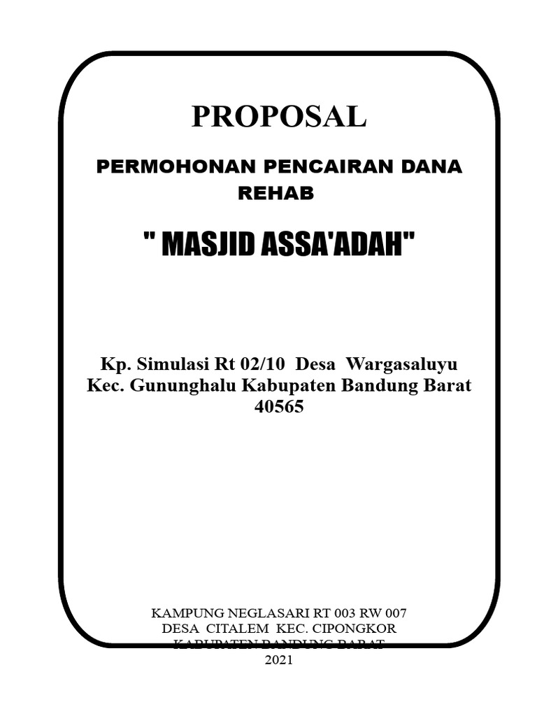 Proposal Renovasi Mesjid HIDAYA | PDF