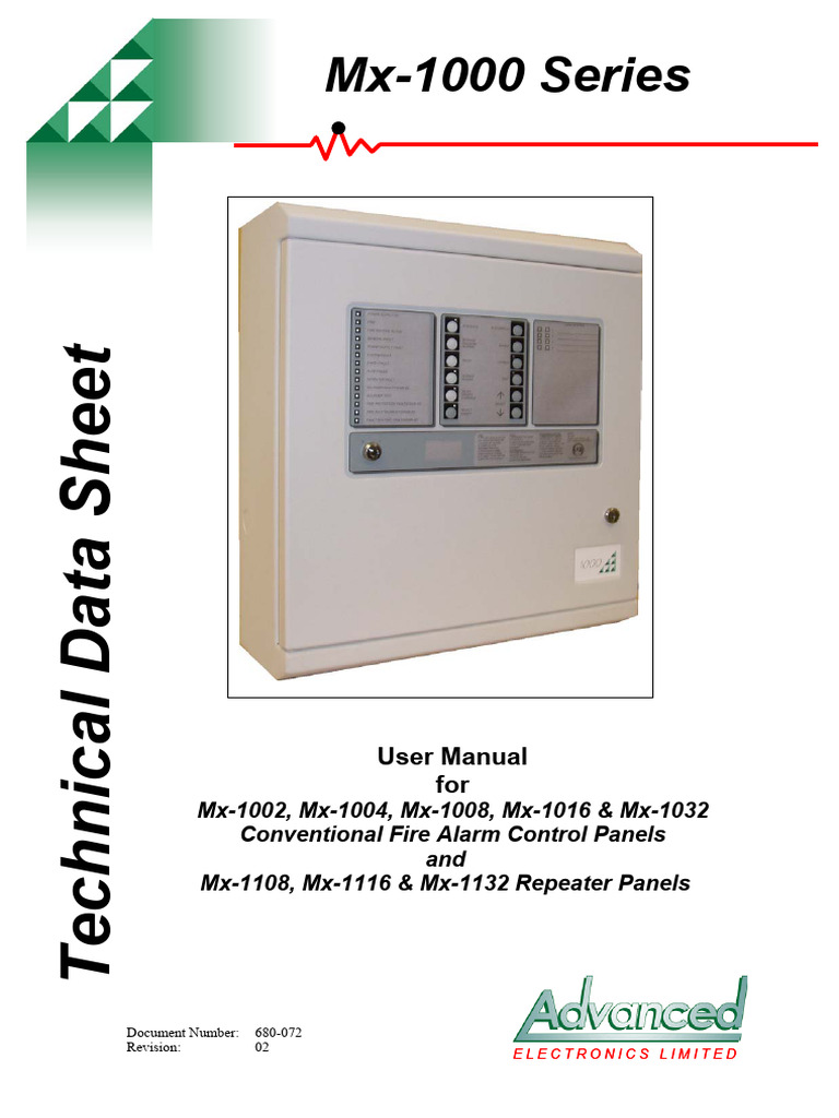 Mx-1000 Fire Alarm User Manual | PDF | Access Control | Electricity
